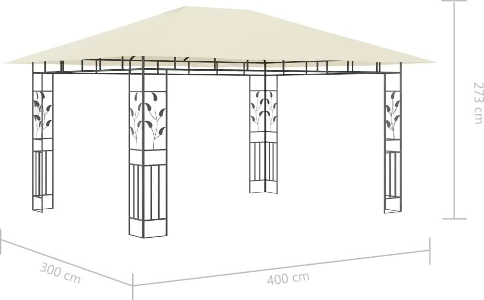 vidaXL Altán s moskytiérou a světelnými LED řetězy 4x3x2,73 m [3070315] Barva: taupe