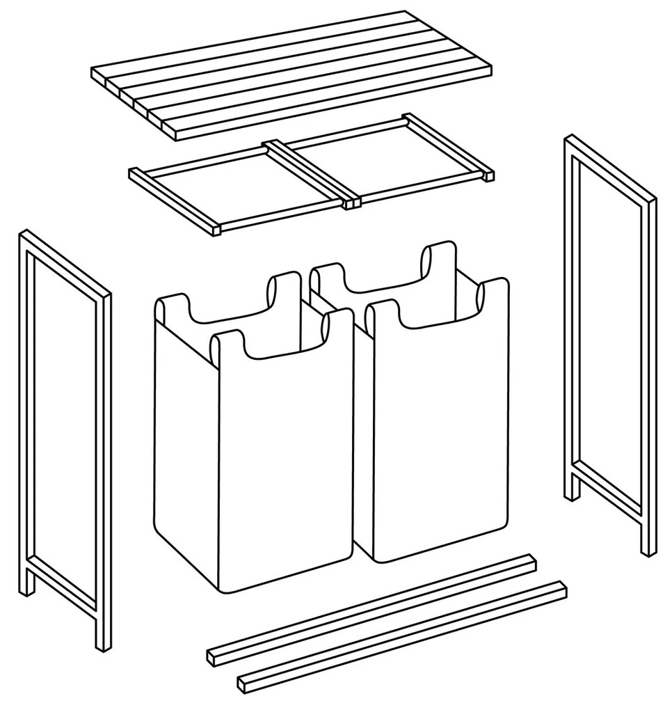 Dvoukomorový prádlený koš na rámu 80 l Massido s moderním designem