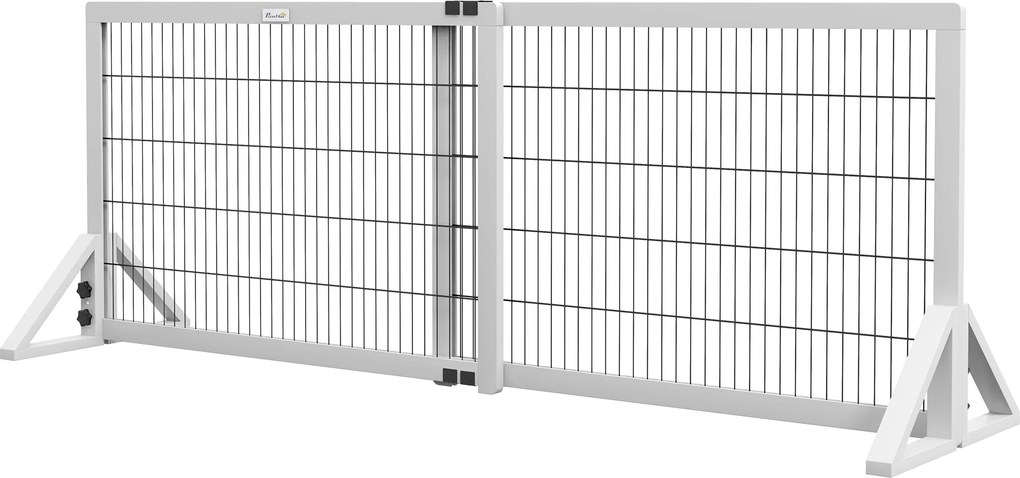 PawHut Bezpečnostní Bariera pro Psy, 2-panelová nastavitelná šířka ochranná bariéra 101-181D x 44Š x 67V cm, pro schody, dveře, chodby, z borovicovéh…