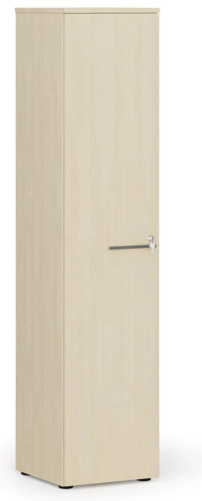 Úzká kancelářská skříň PRIMO WOOD, 400 x 420 x 1781 mm, bříza