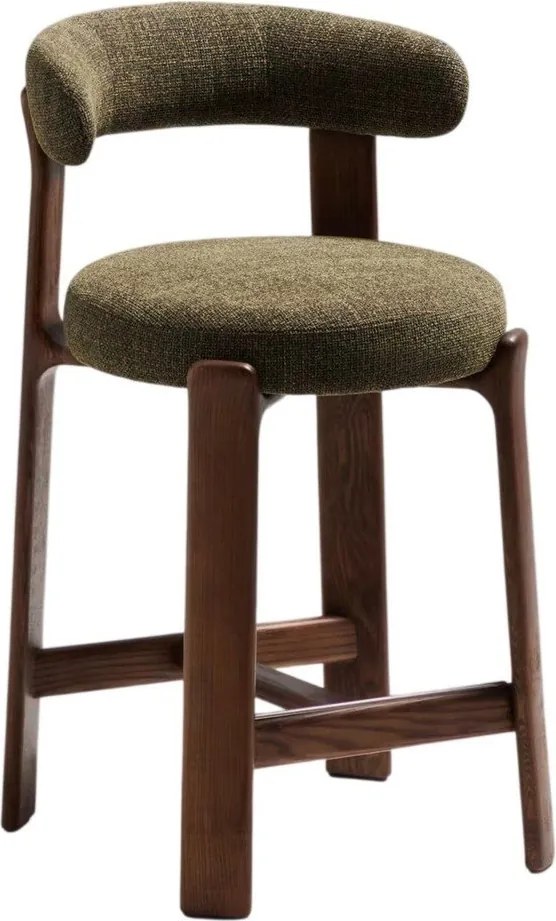 Zelená/v tmavě přírodní barvě barová židle z jasanového dřeva (výška sedáku 65 cm) Granite – Kave Home