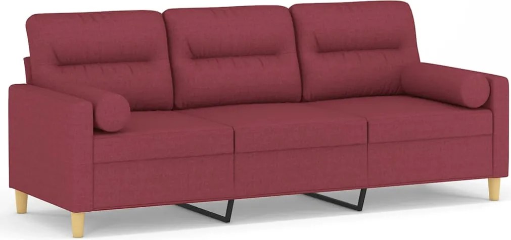 3místná pohovka s polštáři vínová 180 cm textil 3200835