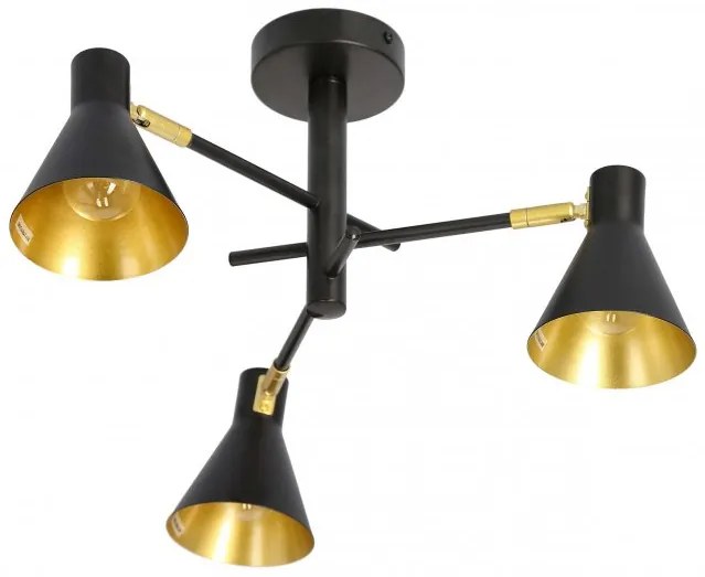 Černo-zlatý závěsný lustr Less pro žárovku 3x E14  - Candellux