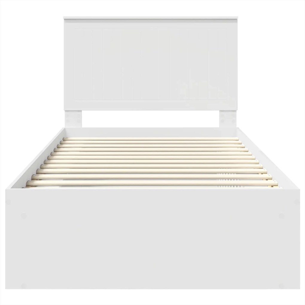 Rám postele s čelo Bílá 100 x 200 cm Masivní borové dřevo 3411046