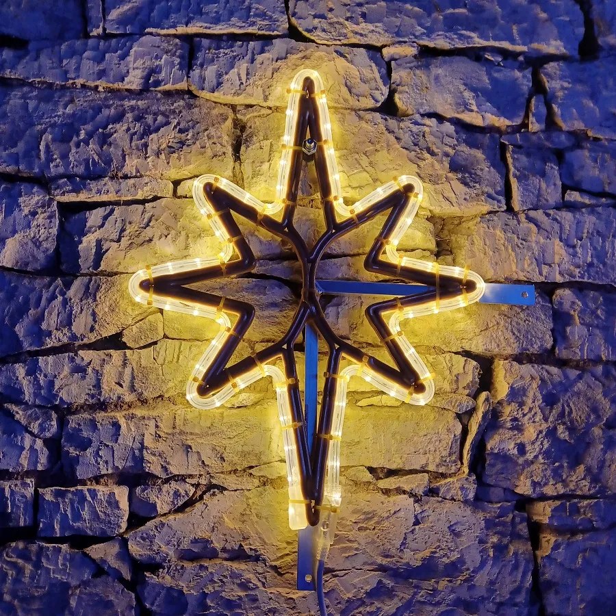 Easy Fix 2D LED světelná hvězda X., 43 × 55 cm, teple bílá, závěsná, 3D tisk, zlatá