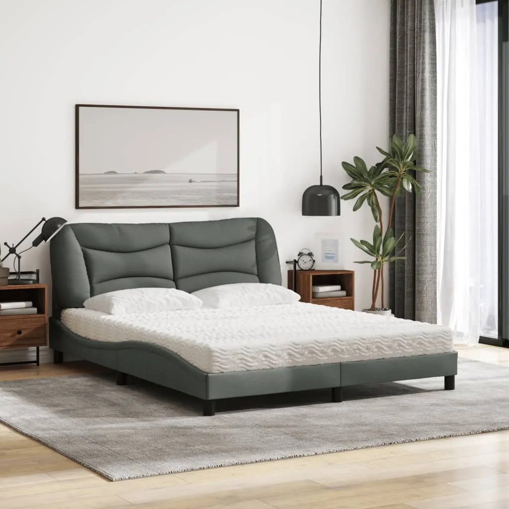 Postel s matrací Hvar tmavě šedá 160 x 200 cm textil 3208542