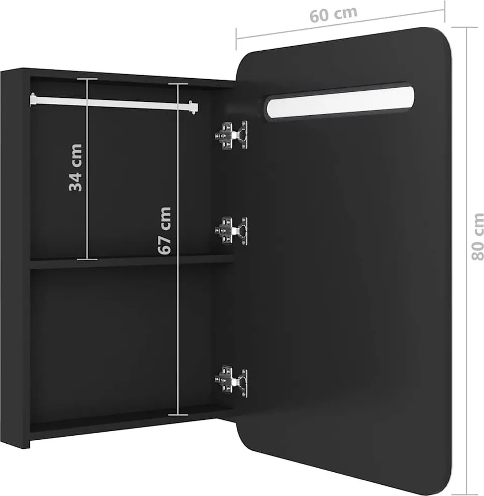 LED koupelnová skříňka se zrcadlem černá 60 x 11 x 80 cm 326503