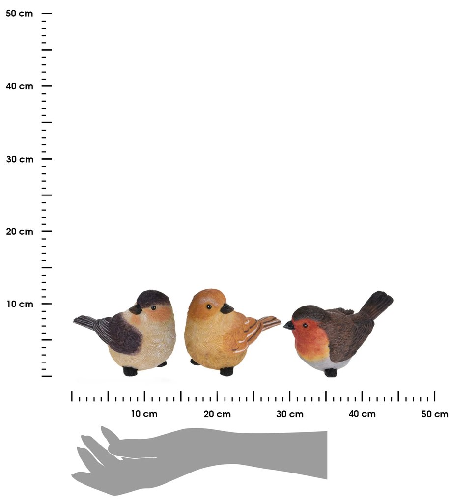 Zahradní figurka z polistone Little Birds, sada 3ks, 9 cm, vícebarevná