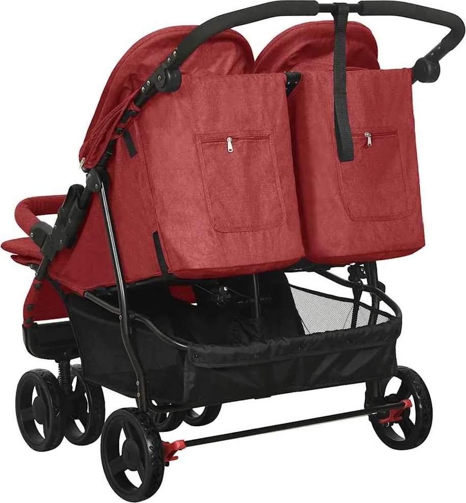 vidaXL Dvojitý kočárek ocel [10242] Barva: světle šedá