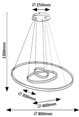 Rabalux 72306 -LED Stmívatelný lustr na lanku ISAURE LED/100W/230V 3000-6500K+DO