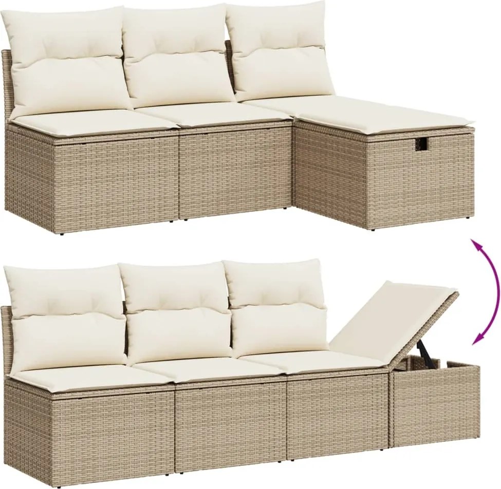 9dílná zahradní sedací souprava s poduškami béžová polyratan 3264214