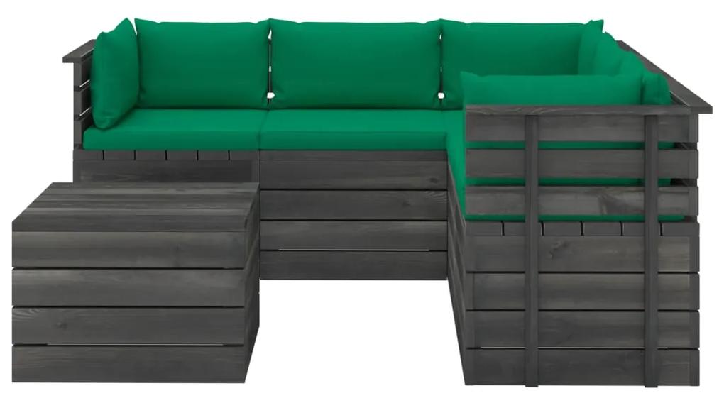 vidaXL 6dílná zahradní sedací souprava z palet + podušky borové dřevo [3061952] Barva: Jasně zelená