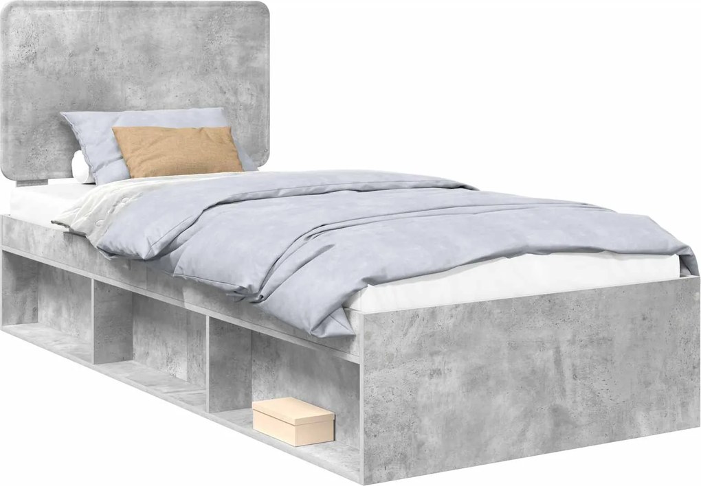 Rám postele Betonově šedá 90 x 190 cm Masivní borové dřevo 3412545