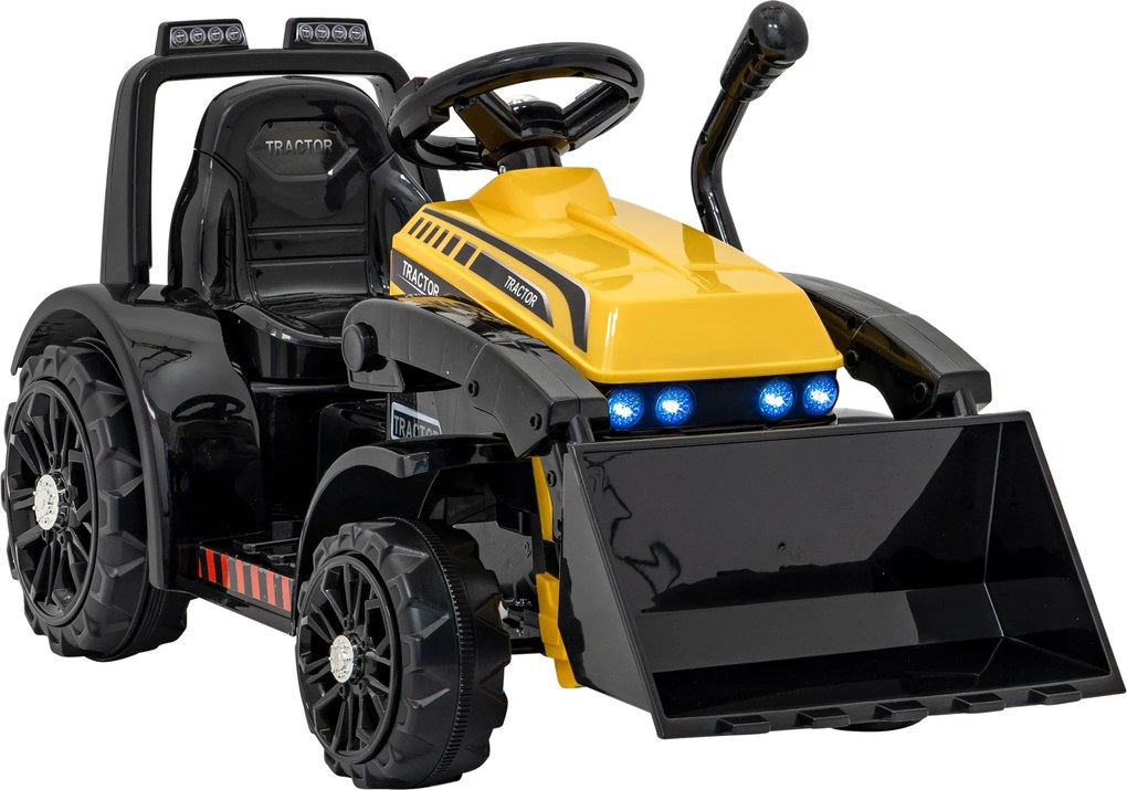 Ramiz Traktor buldozer G320 pro nejmenší děti žlutý + pohyblivá lžíce + melodie + klakson + LED světla