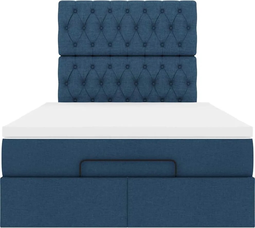 Osmanský rám postele s matrací modrá 120x200cm textil 3313236