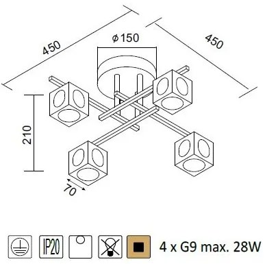 ACA DECOR Stropní svítidlo MARTINI max. 4x28W/G9/230V/IP20