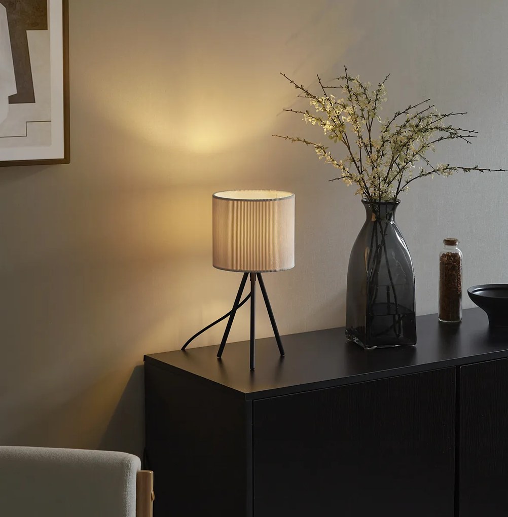Moderní stolní lampa s trojnožkou bílá se sametovým stínidlem - Luz