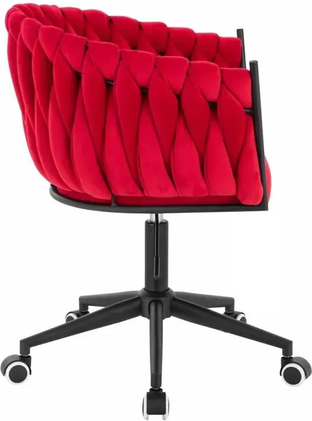 LuxuryForm DESIGN Otočná židle NORDEN VELUR na černé podstavě s kolečky - červená