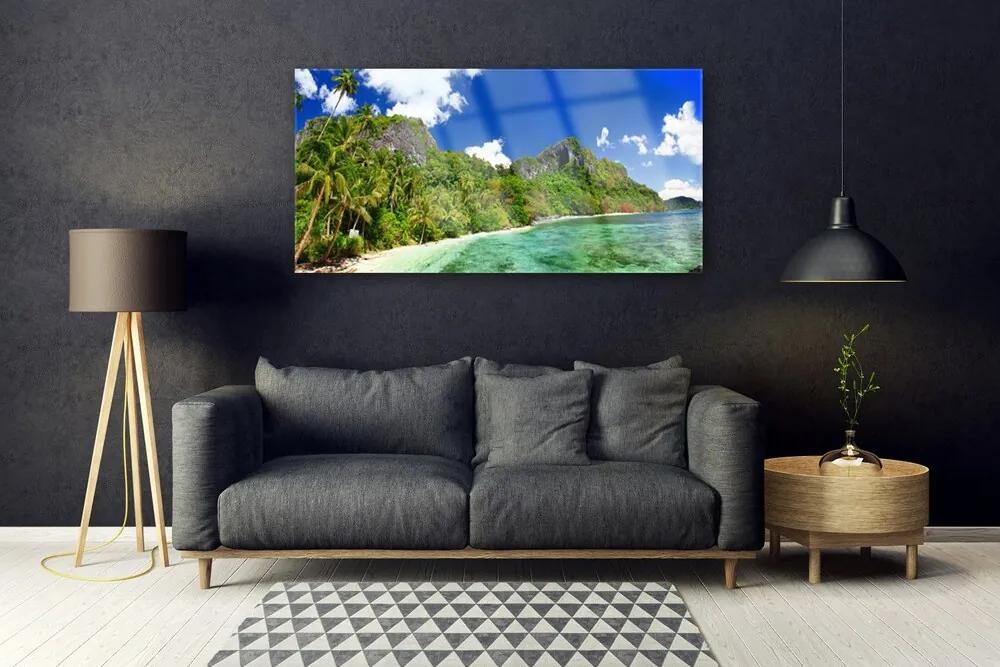 akrylový obraz Pláž Hory Krajina 120x60 cm