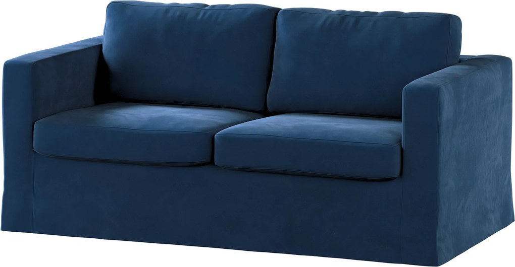 Potah na pohovku IKEA Karlstad 2-místná , nerozkládací, dlouhý barva tmavě modrá látka lesklé, sametová