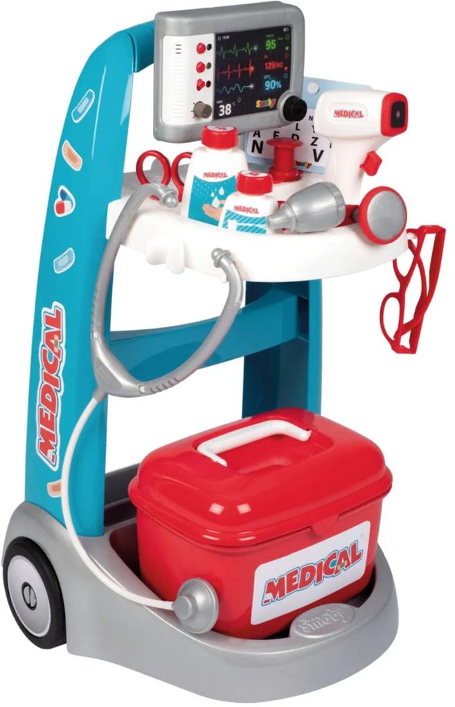 SMOBY Lékařský vozík + dětské lékařské potřeby na baterie Světlo Zvuk sb340207