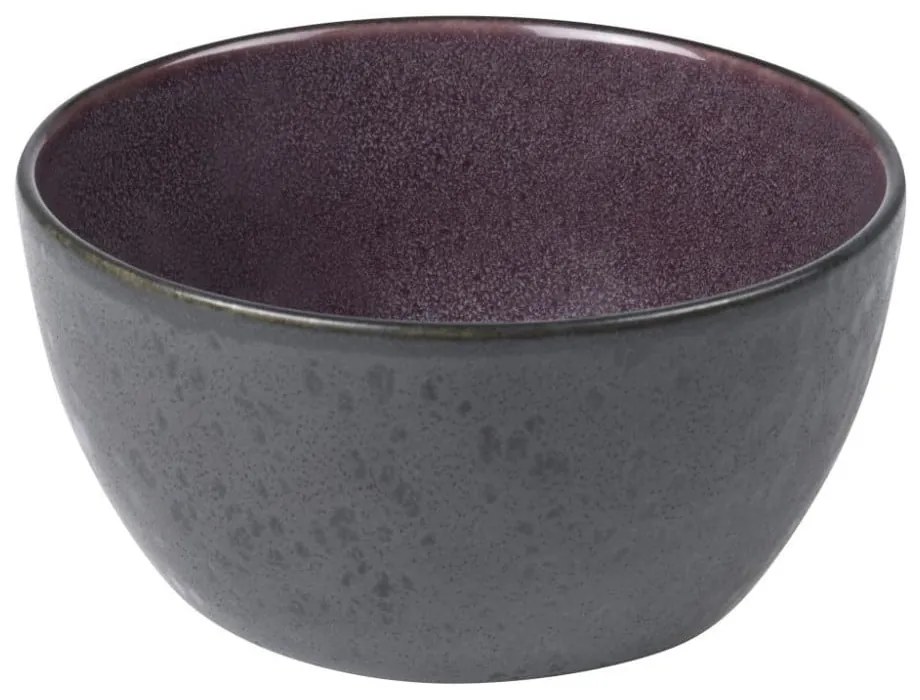 Černá kameninová miska s vnitřní glazurou ve fialové barvě Bitz Mensa, průměr 12 cm