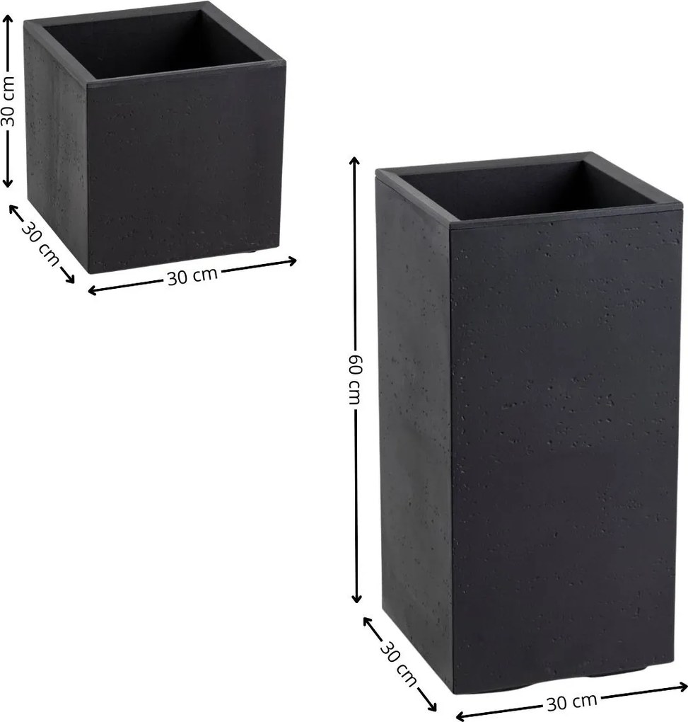 Sada 2 ks květináčů BETONIQUE 30x30/30x60 cm - výběr z 2 provedení