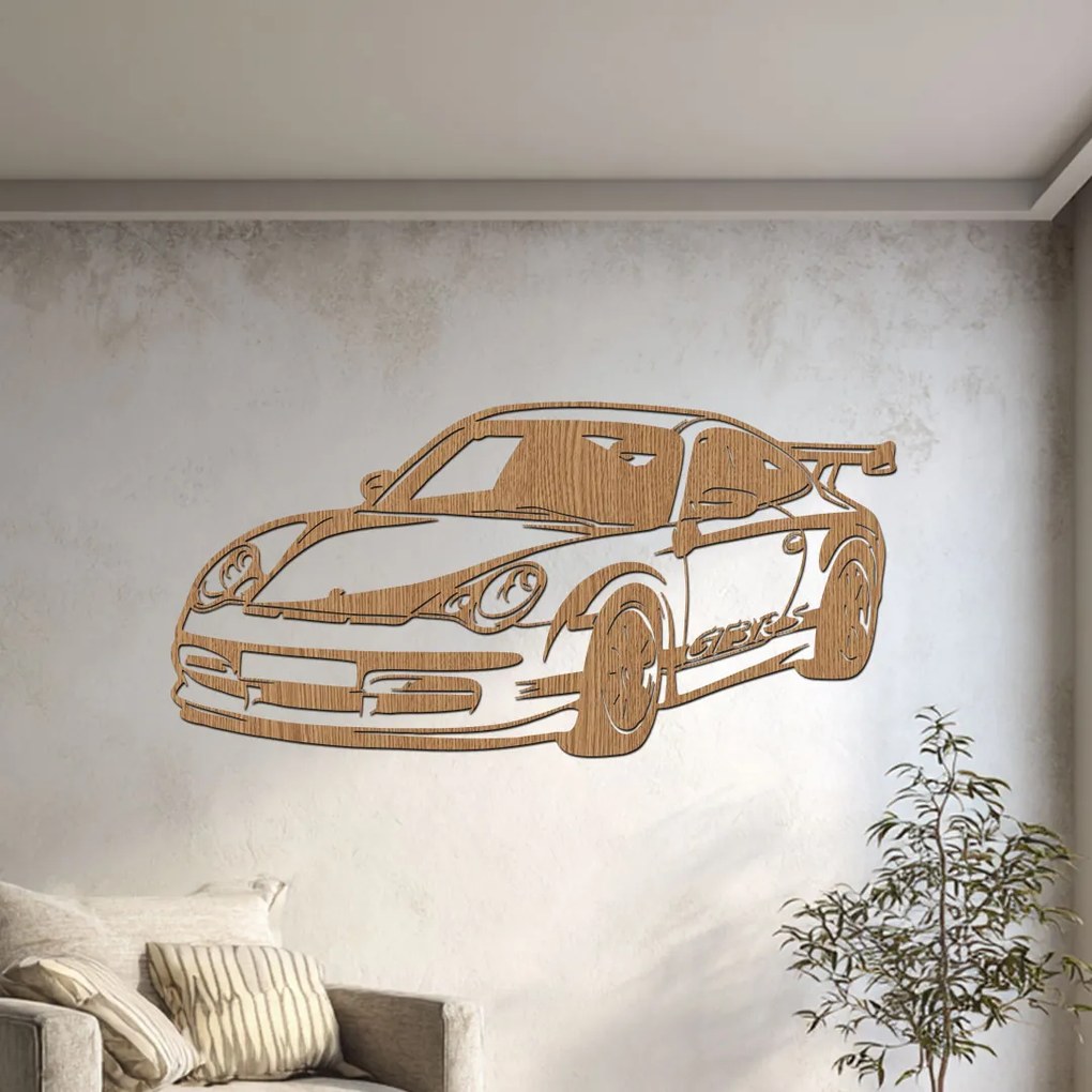 dřevo života Dřevěný obraz Porsche 911 GT3 RS Zvolte rozměr (cm): 60x29, Zvolte barvu dekoru: Černá