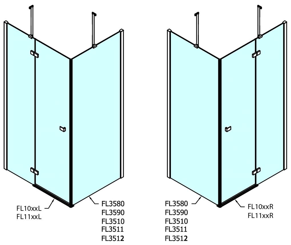 Polysan FORTIS LINE sprchové dveře 800mm, čiré sklo, pravé - FL1080R