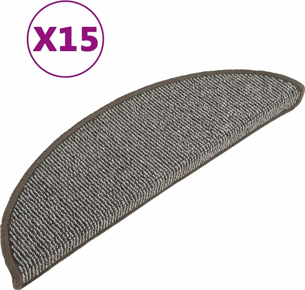 Schodové rohože 15 ks 56 x 17 x 3 cm šedé, půlkulaté 149846