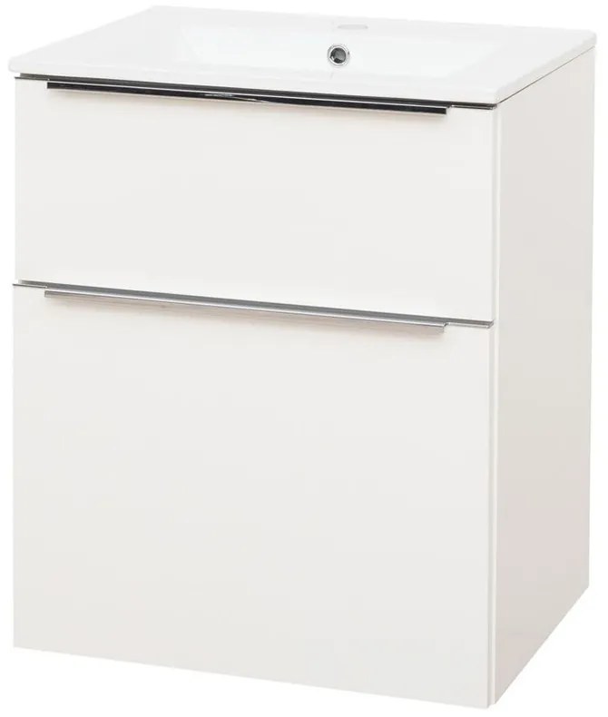 Mereo Mereo, Mailo, koupelnová skříňka s keramickým umyvadlem 61 cm, bílá, dub, antracit, CN510