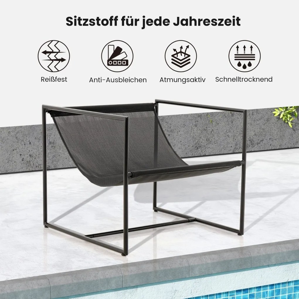 Costway Sada 2 křesel Sling Accent se sedákem a opěradlem a kovovým rámem