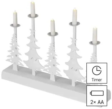 LED svícen s časovačem Trea 24 cm teplá bílá