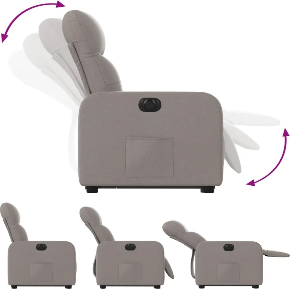 Elektrické zvedací polohovací křeslo taupe textil 3206820