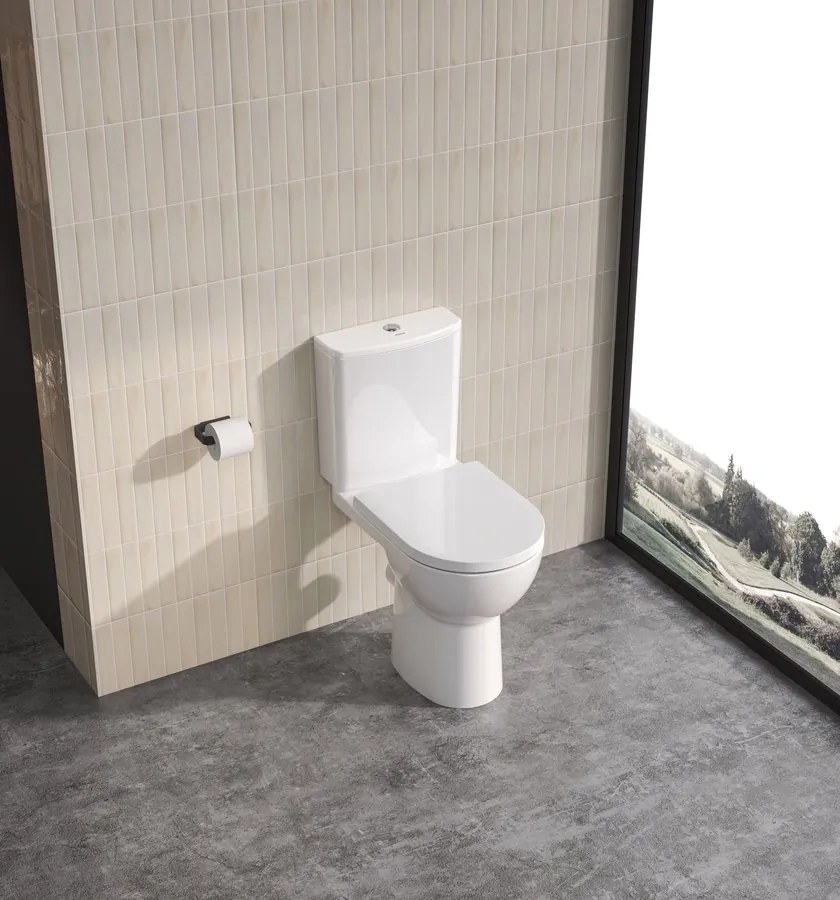 Sapho SANIVEX WC kombi 36 x 63x 45 cm zvýšený sedák Rimless spodní/zadní odpad bílá PC108WR