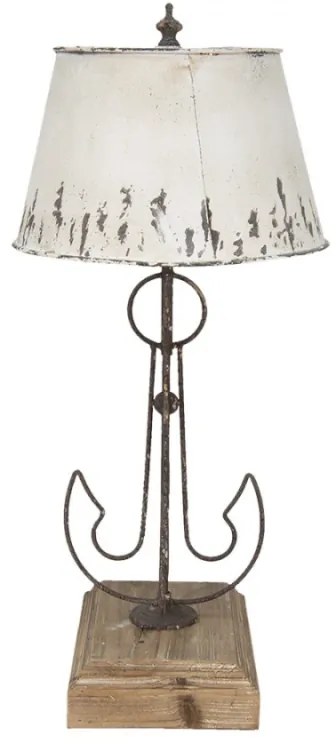 Krémová antik stolní lampa s kotvou a kovovým stínidlem – 35x79 cm
