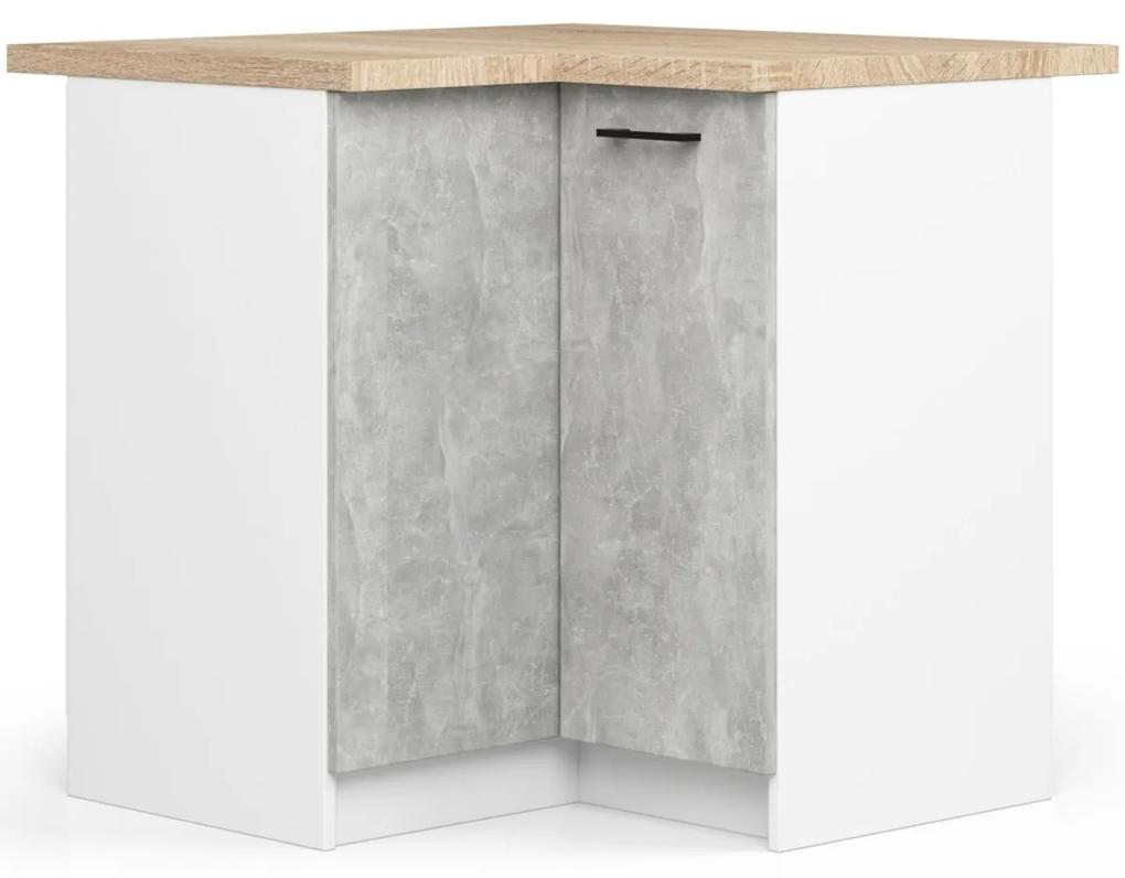 Kuchyňská rohová skříňka Olivie S 90 cm bílá/beton/dub sonoma
