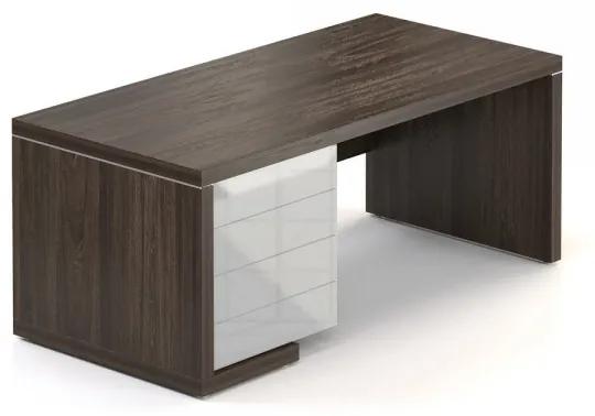 Stůl Lineart 180 x 85 cm + levý kontejner jilm tmavý / bílá