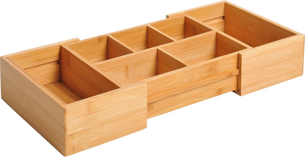 HOMCOM Organizér do zásuvky - Roztahovací Bambusový Organizér Přírodní 24,6 x 17,6 x 7 cm | Aosom