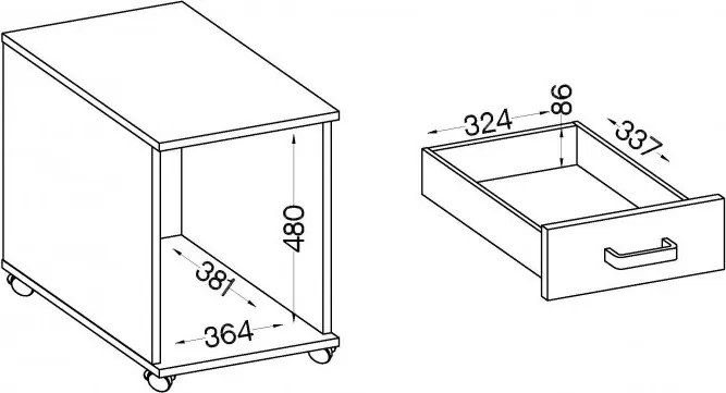 Pojízdný kancelářský kontejner Matylda 40 cm dub Artisan