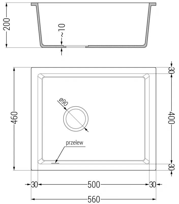 Mexen Pedro 1-miskový granitový dřez 560 x 460 mm, Béžová - 6508561000-69