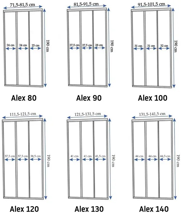 Posuvné sprchové dveře REA ALEX 120 cm pro instalaci do niky, chrom/transparent - bez vaničky