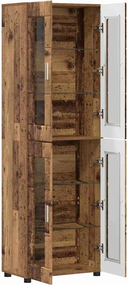 Vysoký bufet FLORIN 60 x 35 x 182 cm Staré dřevo 3397912