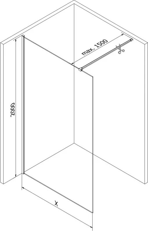 Mexen, Mexen Kioto-X sprchová stěna 70 x 200 cm, matná 10 mm, broušená měď - 800-070-101-65-30-X