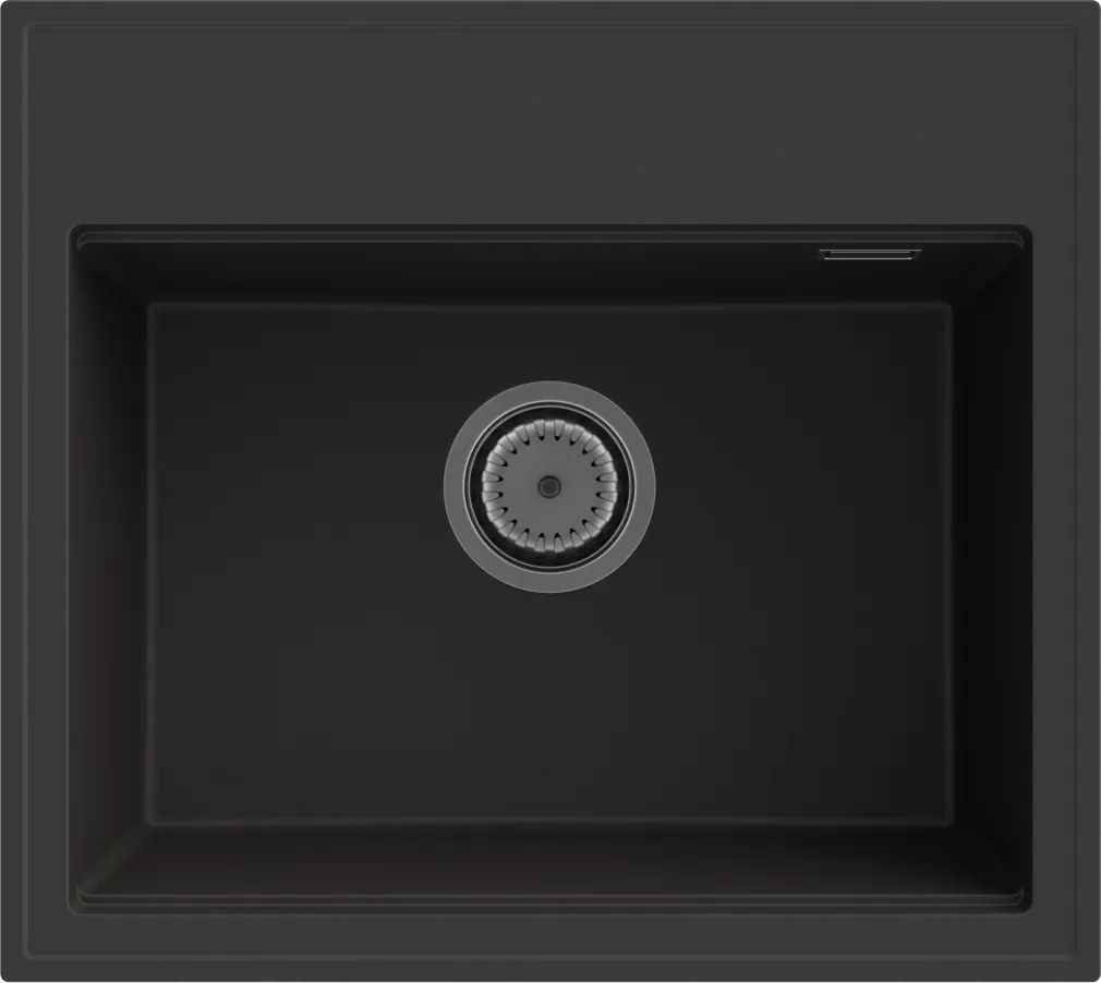 Gamma Modern 5055, 1-komorový granitový dřez 560x500x210 mm, černá, GMA-ZM-55-BK