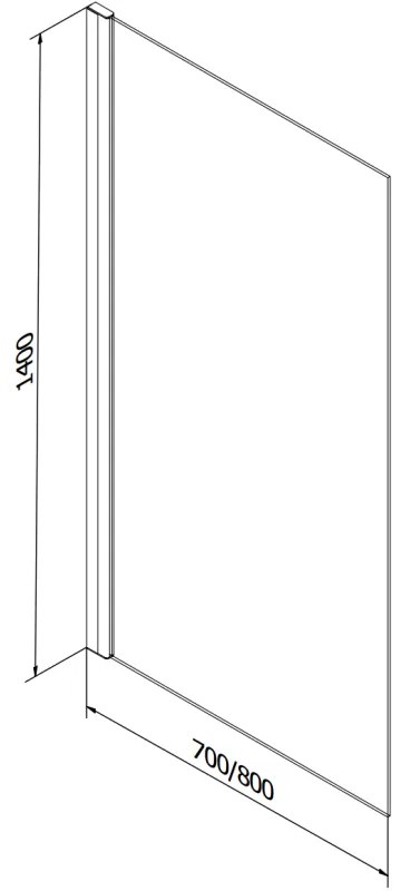 Mexen Cubik obdélníková vana 150 x 70 cm s pláštěm 1-křídlovou zástěnou 80 cm, Černý vzor fix - 550315070X9308007070