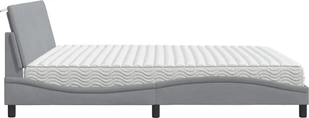 Postel s matrací Hanko světle šedá 200 x 200 cm textil 3310552