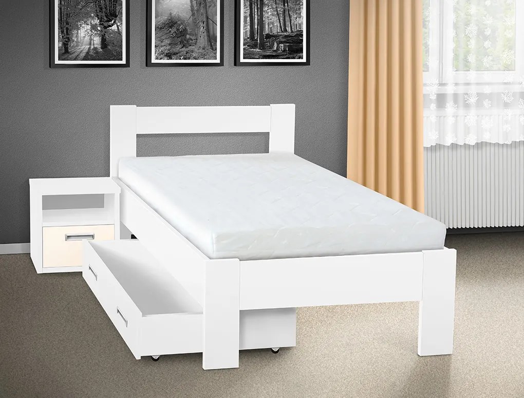 Nabytekmorava postel Sandra 200x90 cmbez matrace, Barva postele: buk 381, Úložný prostor: bez úložného prostoru