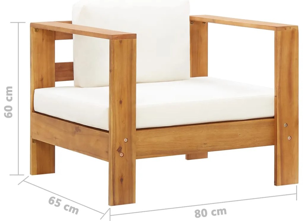 vidaXL Marketos Zahradní křeslo s poduškou krémové masivní akáciové dřevo