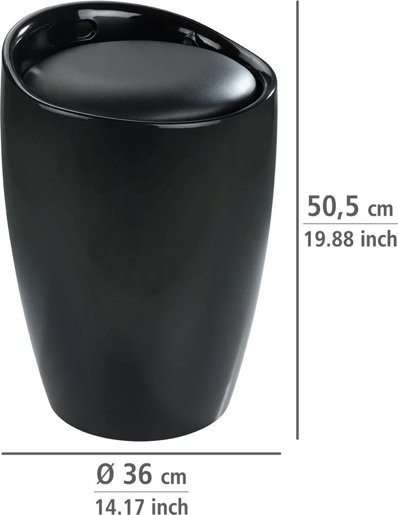 Koupelnový koš na prádlo, stolička CANDY, 2x1, černý, WENKO
